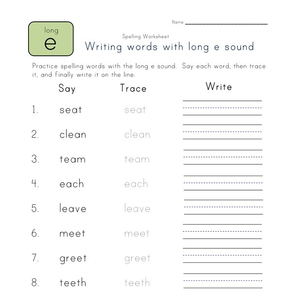 Say, Trace and Write long ee and ea Words | All Kids Network