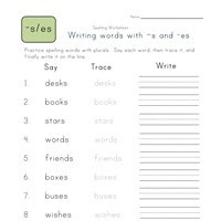 Plural s es Words Spelling Worksheets | All Kids Network