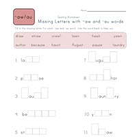 Spelling Worksheets for Words with -aw and -au Pattern | All Kids Network