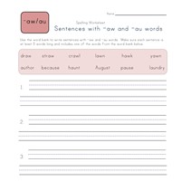 Spelling Worksheets for Words with -aw and -au Pattern | All Kids Network