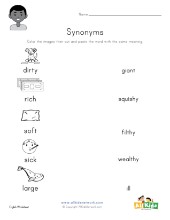 Synonym Worksheet - dirty, rich, soft, sick, large and dead | All Kids ...
