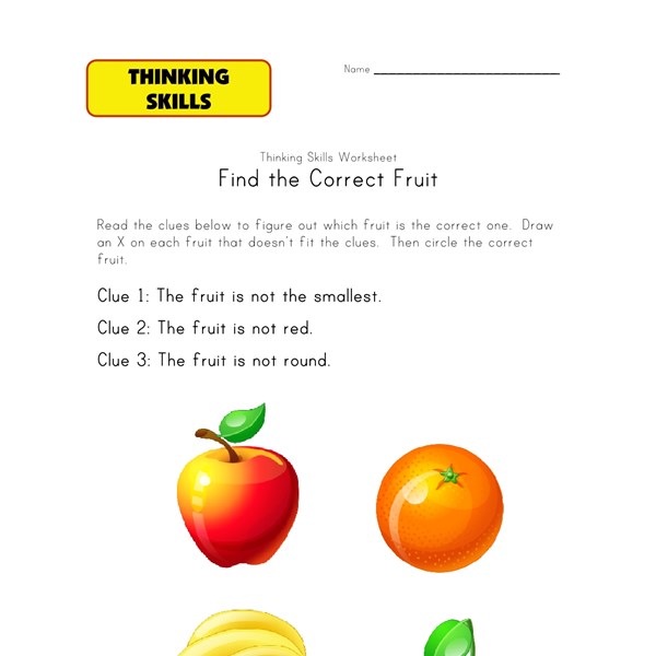 Thinking Skills Worksheet - Fruit | All Kids Network