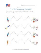 4th of July Tracing Lines Worksheet | All Kids Network