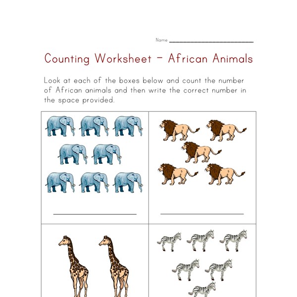 African Animal Worksheets - Worksheet24