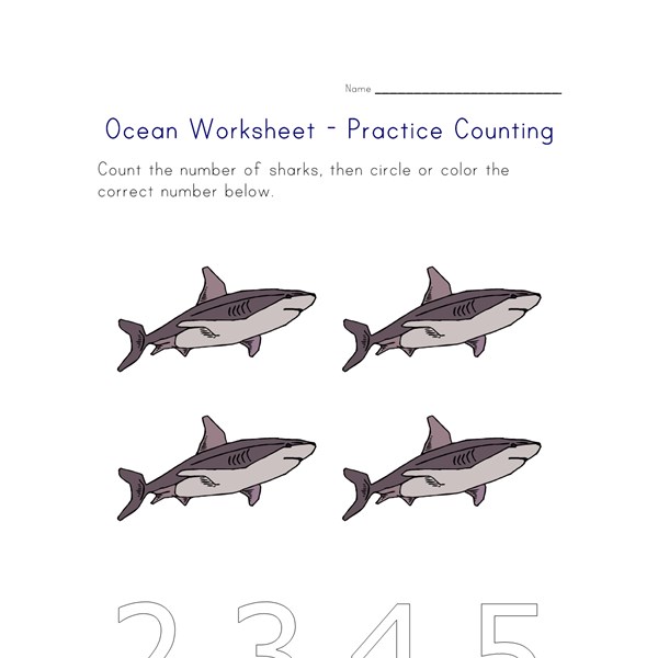 Ocean Life Worksheet - Count to Four | All Kids Network