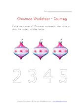 Kids Christmas Number Worksheet - Count to Five | All Kids Network