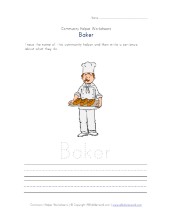 Baker Worksheet | All Kids Network
