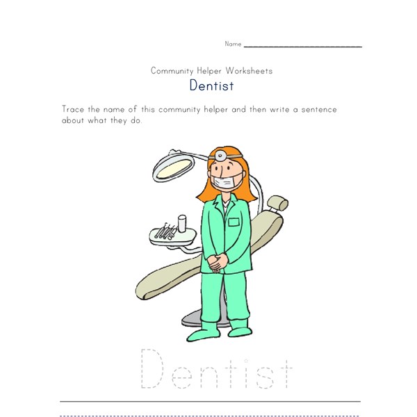 Dentist Community Helper Worksheet | All Kids Network