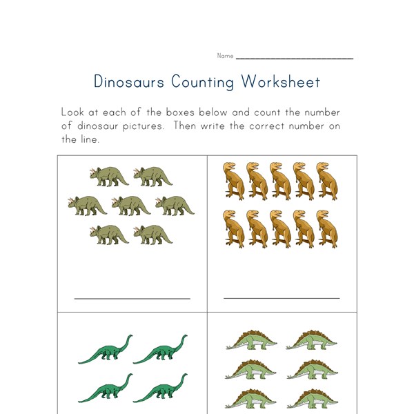 Dinosaurs Counting Practice Worksheet | All Kids Network