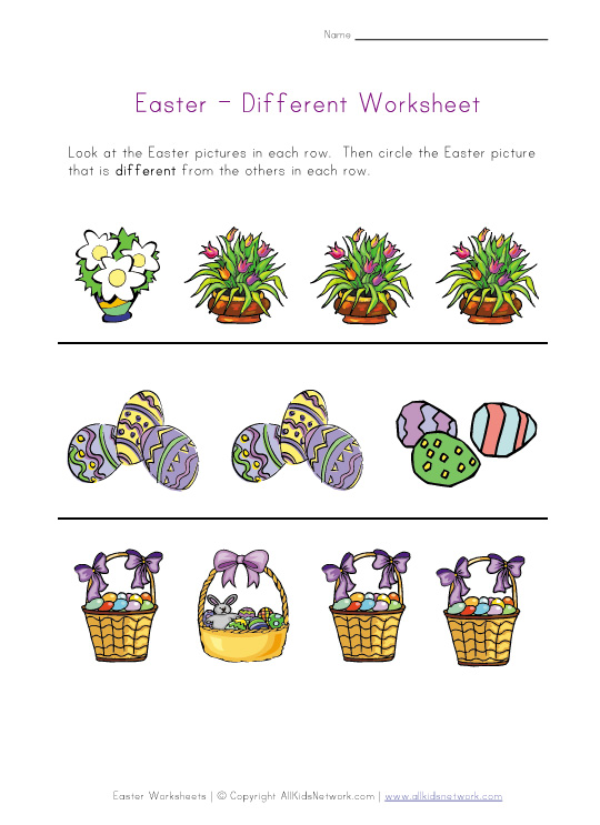 Easter Worksheet - Different
