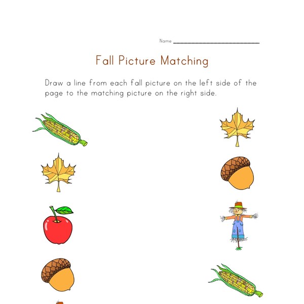 Fall Picture Matching | Printable | All Kids Network