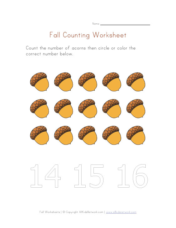 Fall Counting Worksheets