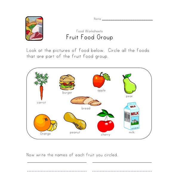 Fruit Food Group Worksheet | All Kids Network