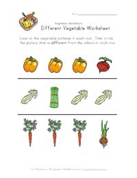 Vegetable Worksheets