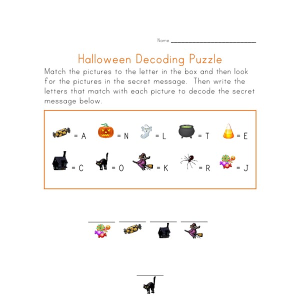 Halloween Decoder Puzzle Page | All Kids Network