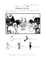 Kindergarten Halloween Counting Worksheets