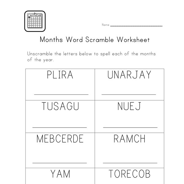 Months Word Scramble | All Kids Network