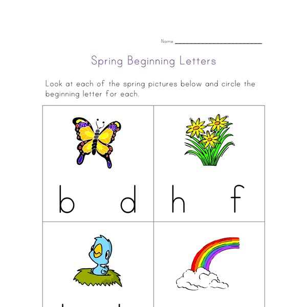 Spring Beginning Letters Worksheet | All Kids Network