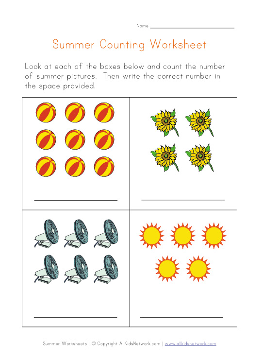 Summer Worksheet - Counting Practice