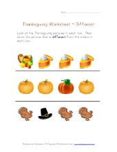 Thanksgiving Preschool Concepts Worksheet - Same | All Kids Network