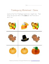 Thanksgiving Preschool Concepts Worksheet - Different | All Kids Network
