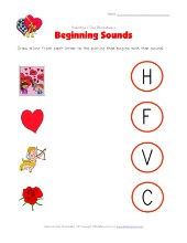 Valentine's Day Beginning Letters Worksheet | All Kids Network