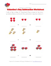 Valentine's Day Addition and Subtraction with Pictures Worksheet | All ...