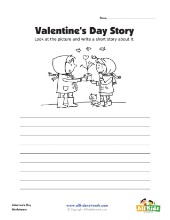 Valentine's Day Picture Prompt Writing Worksheet - Primary Lines | All ...