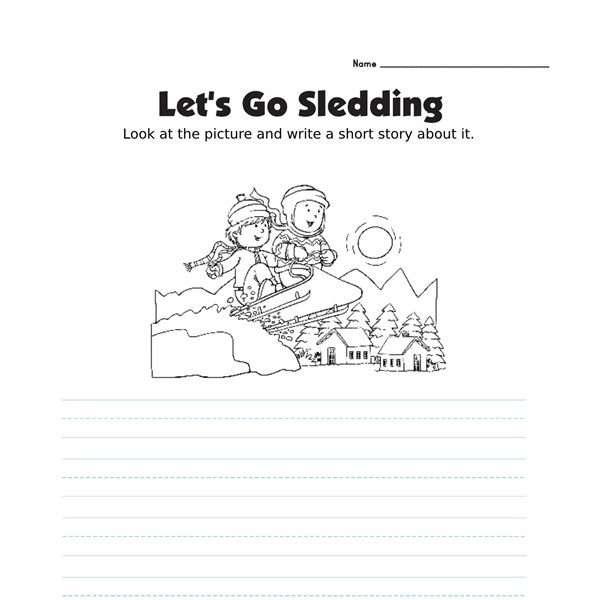 Picture Prompt Writing Worksheet - Let’s Go Sledding - Primary | All ...