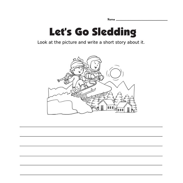 Picture Prompt Writing Worksheet - Sledding Story | All Kids Network